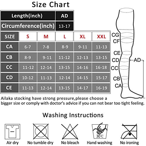Ailaka 1 Pair Compression Calf Sleeves for Women & Men, 20-30 mmHg Graduated Support Footless Compression Socks for Varicose Veins, Shin Splints, Edema, Recovery, Maternity, Running, Travel