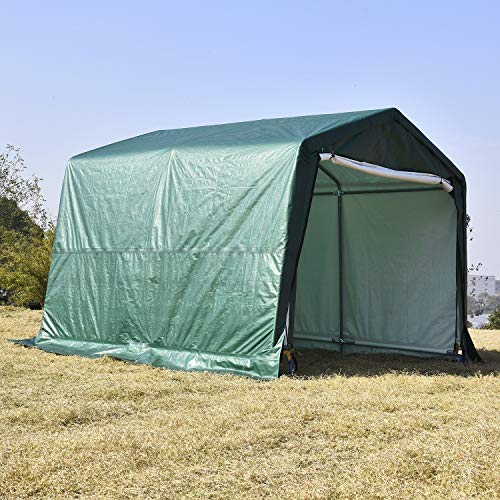 walnest Auto Storage Shelter Car Garage Steel Heavy Duty Carport Canopy Metal Frame Tent Waterproof (10×10×8ft, Green)