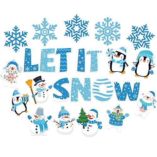 45 Pcs Winter Cutouts, Snowflake Accents Paper Cutouts Name Tags Seasonal Bulletin Board Tree Displays Classroom Decoration for Teacher Student Homeschool Holiday Christmas Supplies (Snowflake Style)