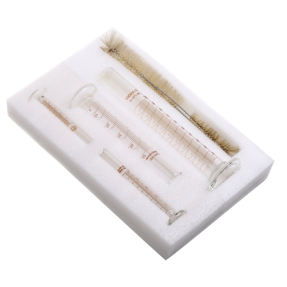 Glass Measuring Low Form Beaker Set 50ml 100ml 250ml Thick Glass Graduated Measuring Cylinder Set 5ml 10ml 50ml 100ml Glass Stirring Rod 12" Long