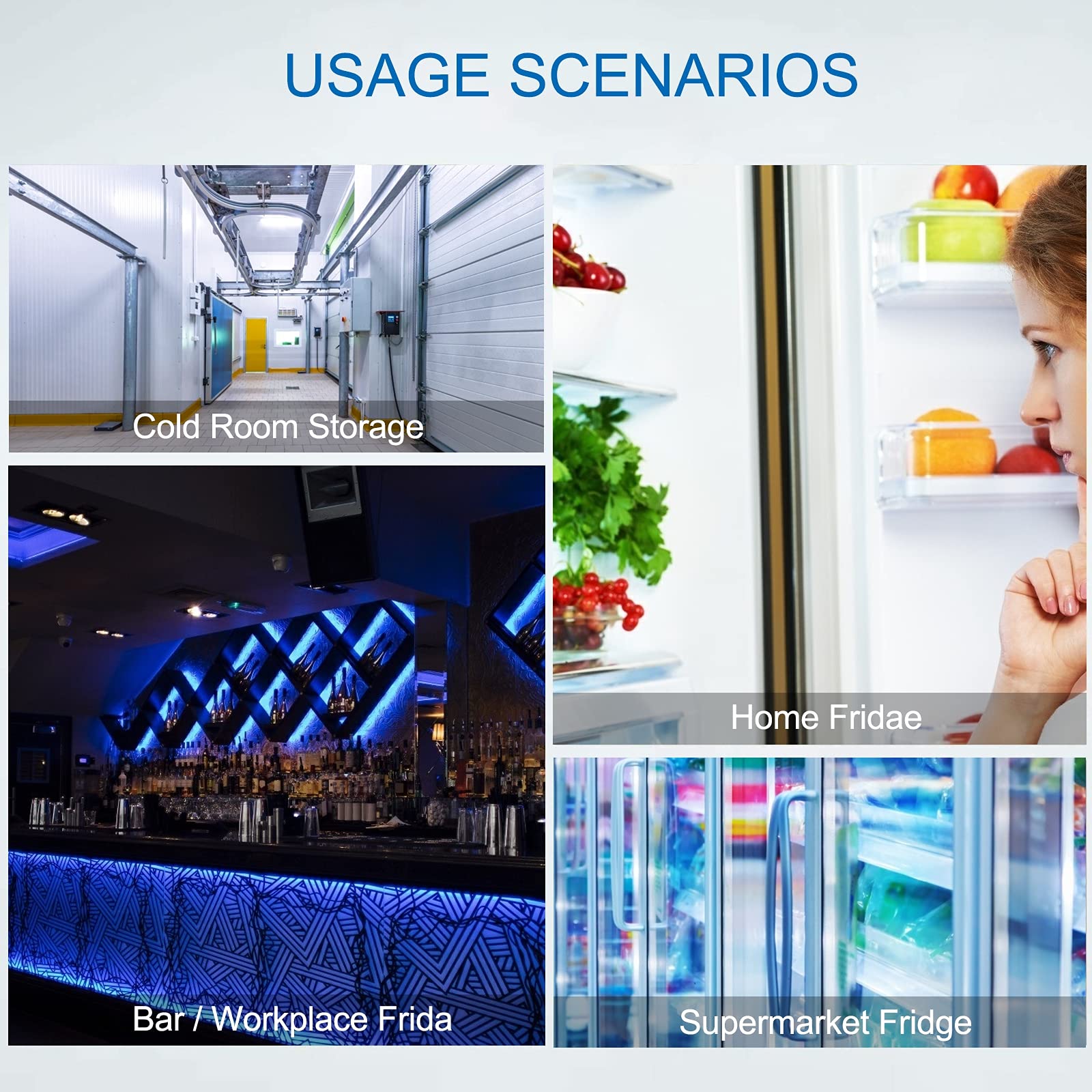 2 PCS Fridge Refrigerator Thermometer Freezer Thermometer high and Low Temperature Alarm Extra Sensor Big LCD Stainless Panel (2)