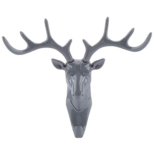 Aqur2020 Wall Hook, Deer Head Hook Coat Hat Key Hanger Rack Holder Wall Mount for Home Room Decor(Grey)