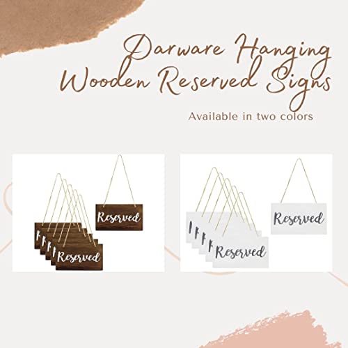 Darware Hanging Wooden Reserved Signs (6-Pack); Rustic Style Wood Signs for Weddings, Special Events, and Functions to Hang on Chairs, in Doorways