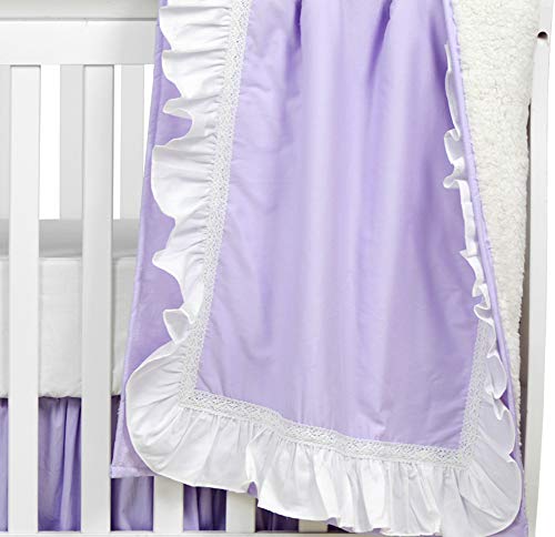 Brandream Baby Girl Blanket Purple Receiving Blanket Princess Cotton Ruffle Baby/Newborn/Toddler Elegant Solid Blanket for Nursery Bedding, 100% Cotton