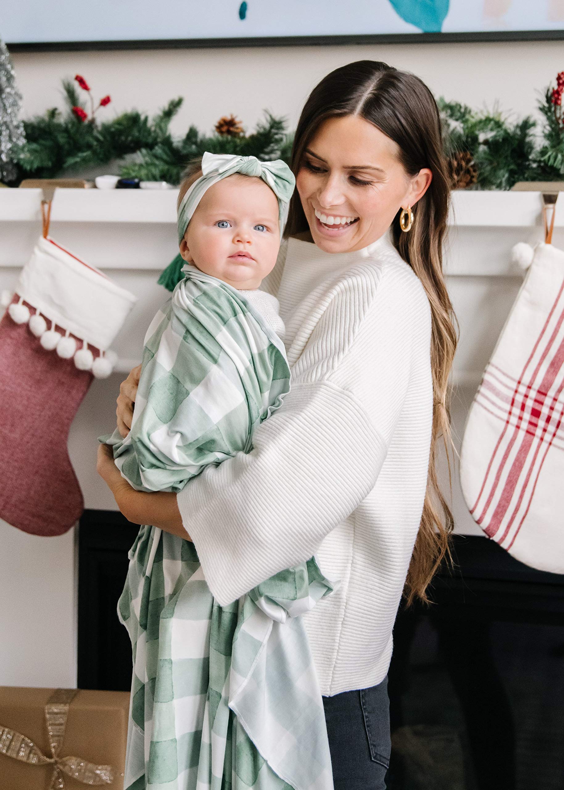 Large Premium Knit Baby Swaddle Receiving Blanket "Pine" by Copper Pearl