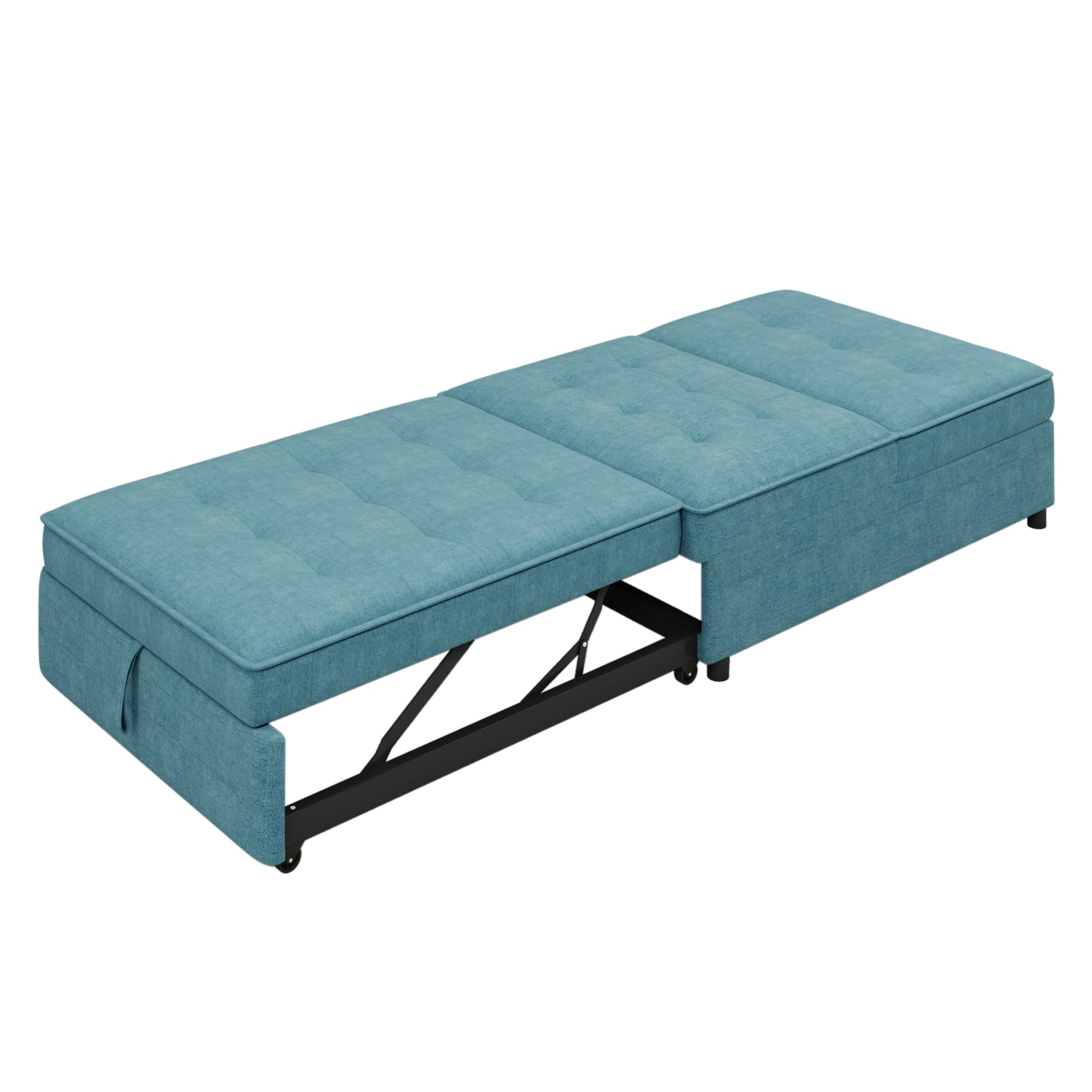 4 in-1 Sofa Chair Bed, Multi-Function Folding Ottoman Bed with Storage Pocket and USB Port for Small Room Apartment,Living Room,Bedroom,Hallway(Teal)