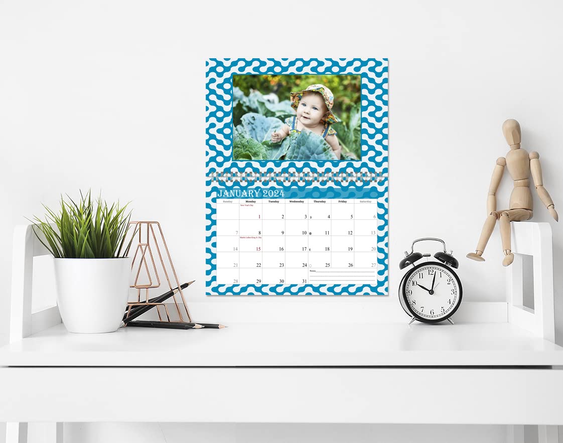 2024 Photo Frame Wall Spiral-bound Calendar (Add Your Own Photos) - 12 Months Desktop/Wall Calendar/Planner - (Geometrics Edition #004)