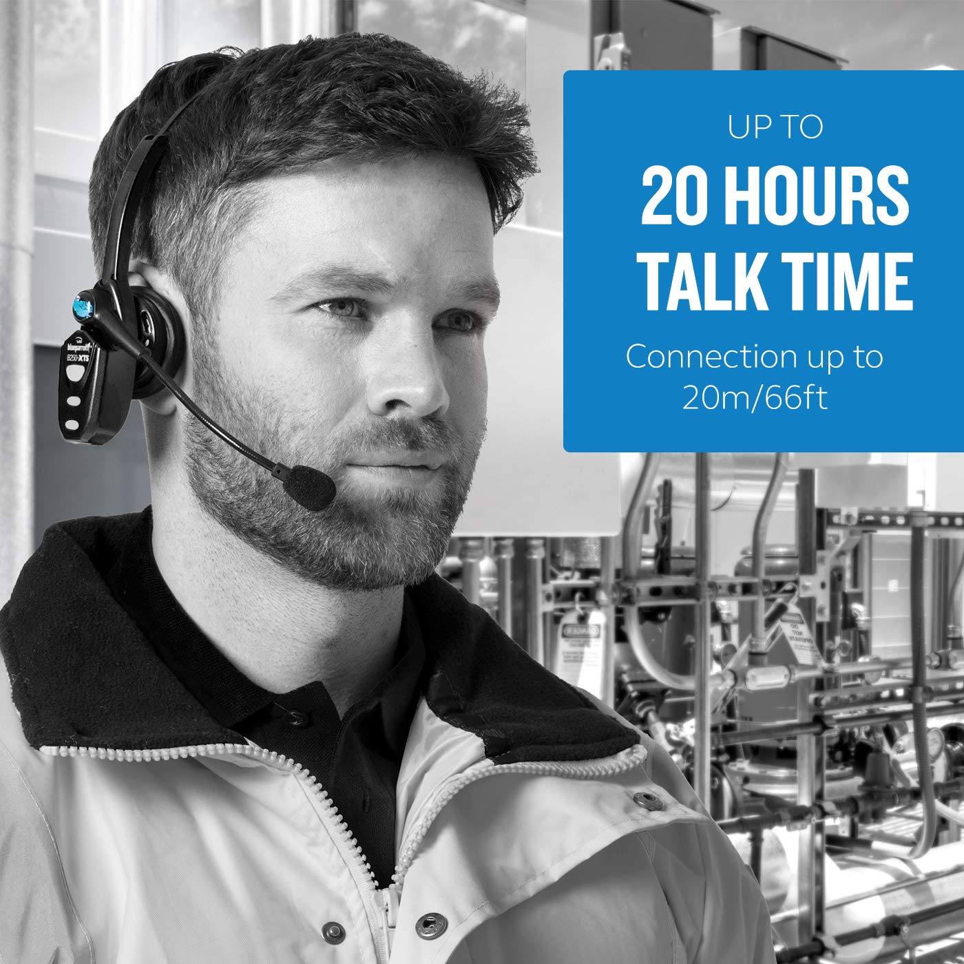 BlueParrott B250-XTS Bluetooth Headset with USB-A Charging, Noise Cancelling Headset, Long Battery Life, Easily Connect to Multiple Devices at Once