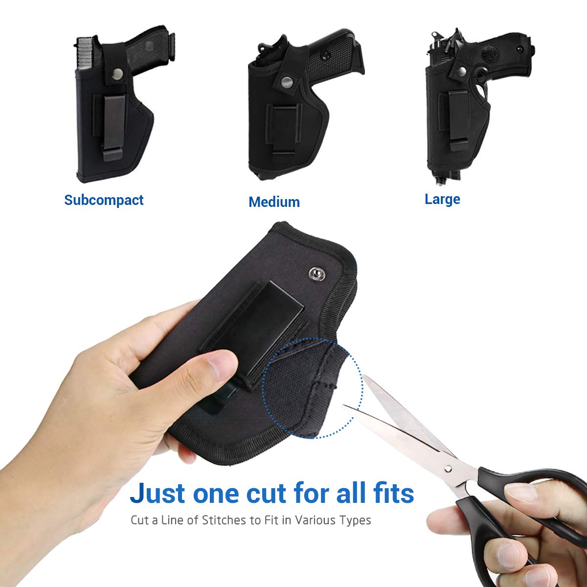2 Pack Gun Holsters for Concealed Carry, Universal Inside Outside Waistband Holster w/ Magazine Pouch, IWB Belt Holster for Right & Left Hand, Fits Subcompact Compact Full Size Pistols