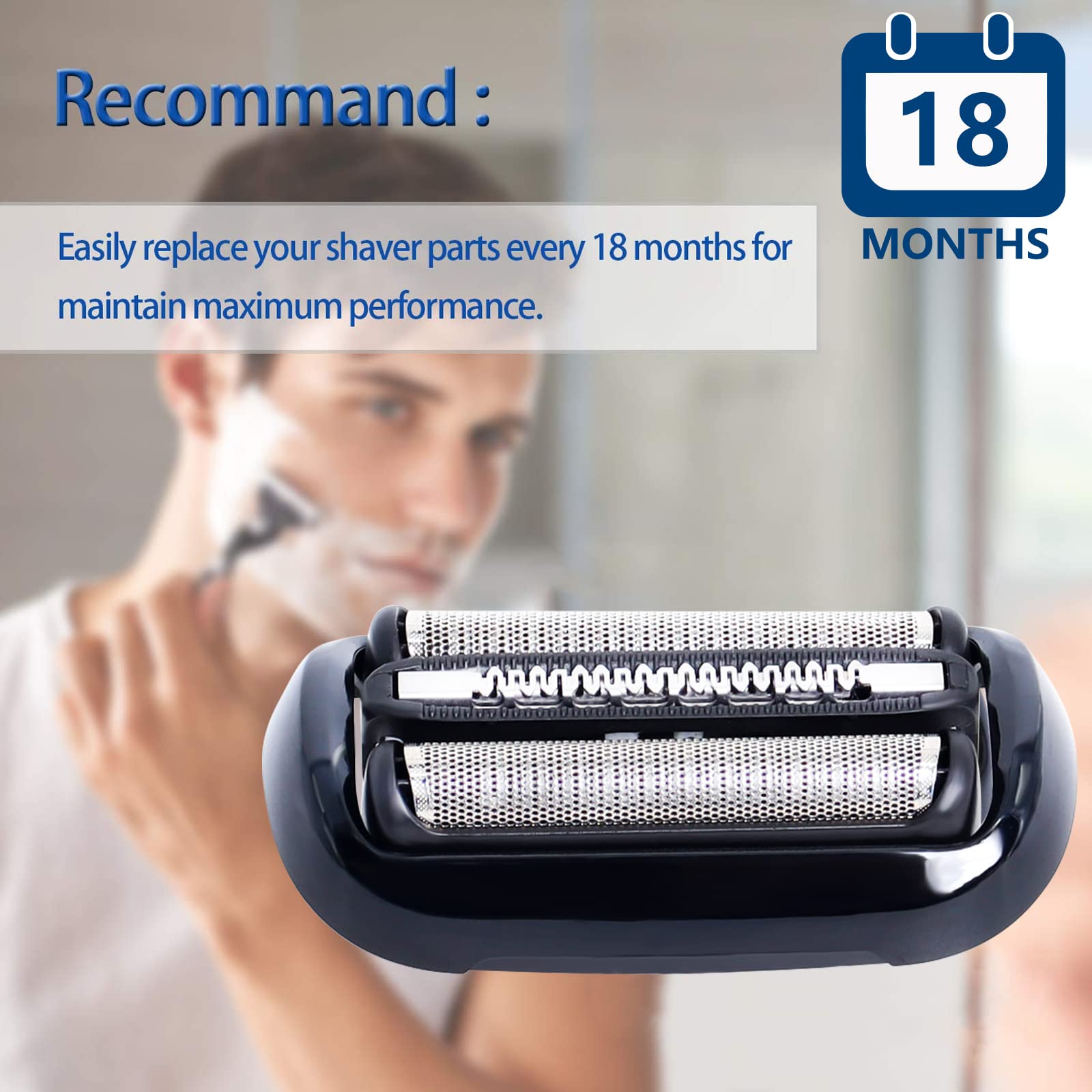 53B Shaver Head Replacement Compatible with Braun 5 Series 6 Series Shavers, Electric Shaver Head Replacement Foil and Cutter for 5020s, 5018s, 5050cs, 6020s, 50-R1000s