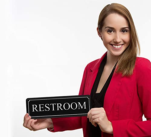 Restroom Sign for Office Door Wall β Bathroom Signs for Home and Business - Water Closet Sign Black White Sticker 9Γ3 in - Easy Installation Without Any Tools - Quality Guaranteed by MolnijaPro