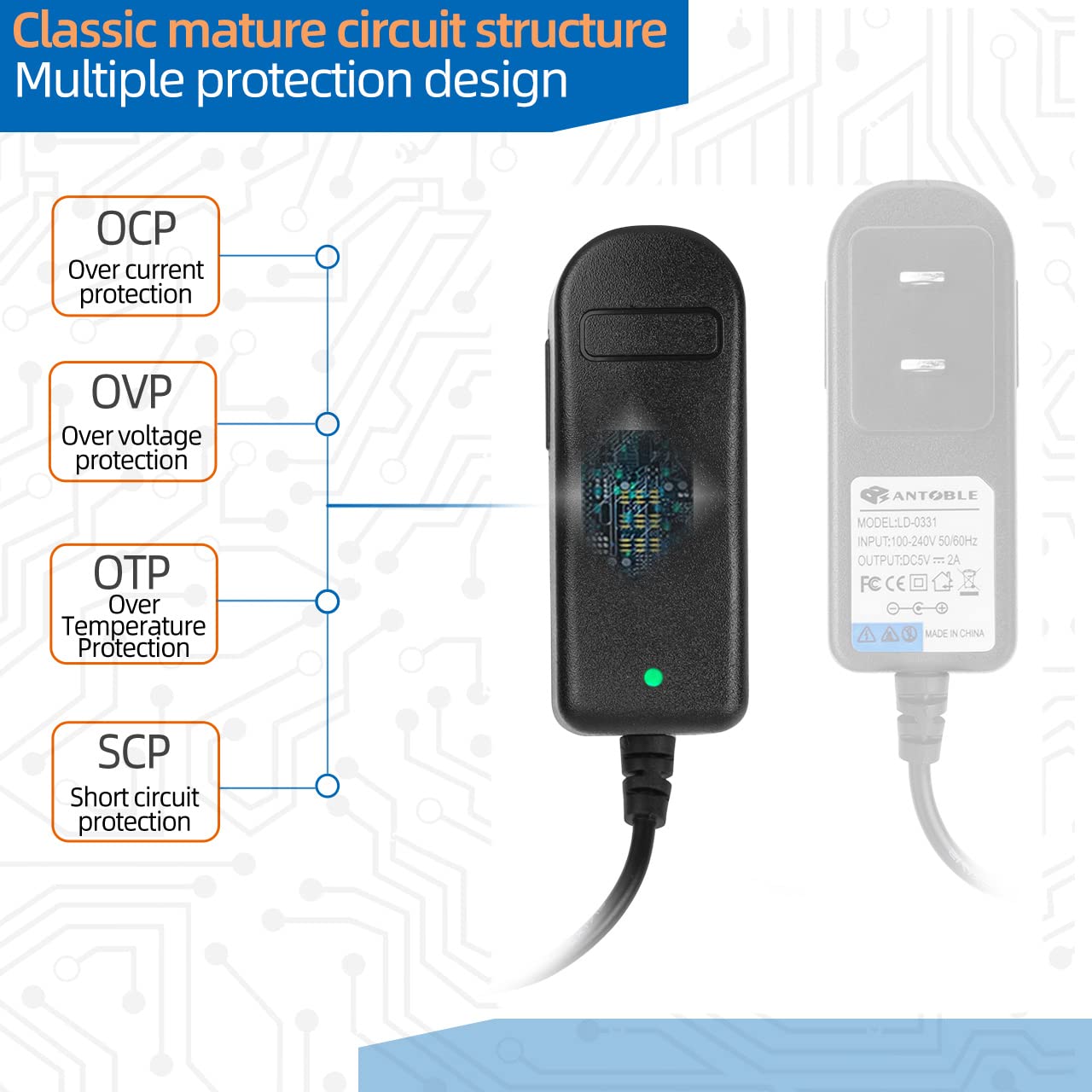 ANTOBLE AC/DC Adapter for GPX PC301B PC101B Portable Compact Disc CD Player Power Supply Charger - 6.5ft Cord