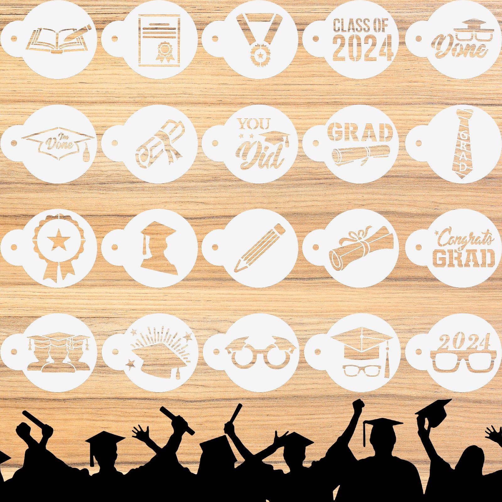 20 Pieces Graduate Cookie Stencils Reusable Cakes Baking Template for DIY Craft Graduation Party