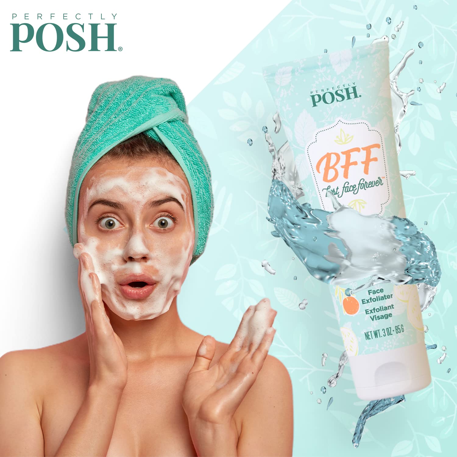 Perfectly Posh Exfoliating Face Wash 3 fl. oz w/Pink Grapefruit, Peppermint, & Cucumber Fruit Flavor. Complete your skin care w/Best Face Forever (BFF). Gentle Face Scrub, Refreshes & Hydrates Skin!