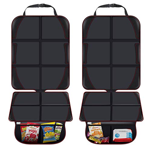 Car Seat Protector, XL Thickest Padding Auto Car Seat Protectors for Child Baby Car Seat with Storage Pockets, Vehicle Dog Cover Pad for SUV, Sedan, Truck, Leather and Fabric Car Seat, 2 Pack