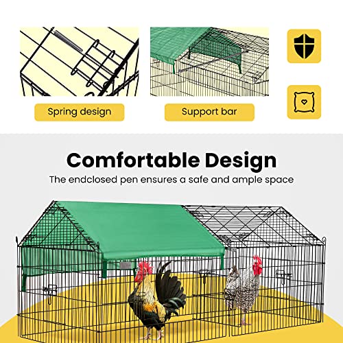 DEStar 71โ x 30โ Foldable Outdoor Backyard Metal Coop Chicken Cage Enclosure Duck Rabbit Cat Crate Playpen Exercise Pen with Weather Proof Cover