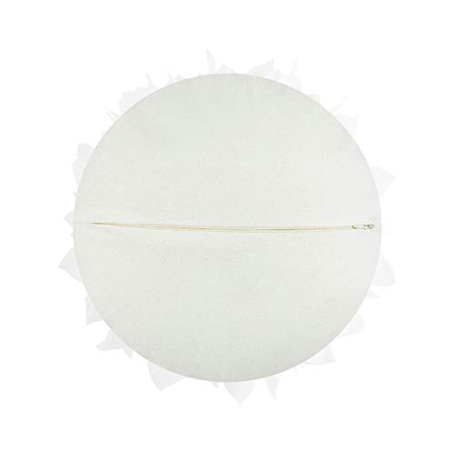 OiseauVoler Decorative Throw Pillow Handmade Luxury Cushion Accent 3D Flower Round Pillow with Insert for Couch Bedroom Home Decor 12 Inch White