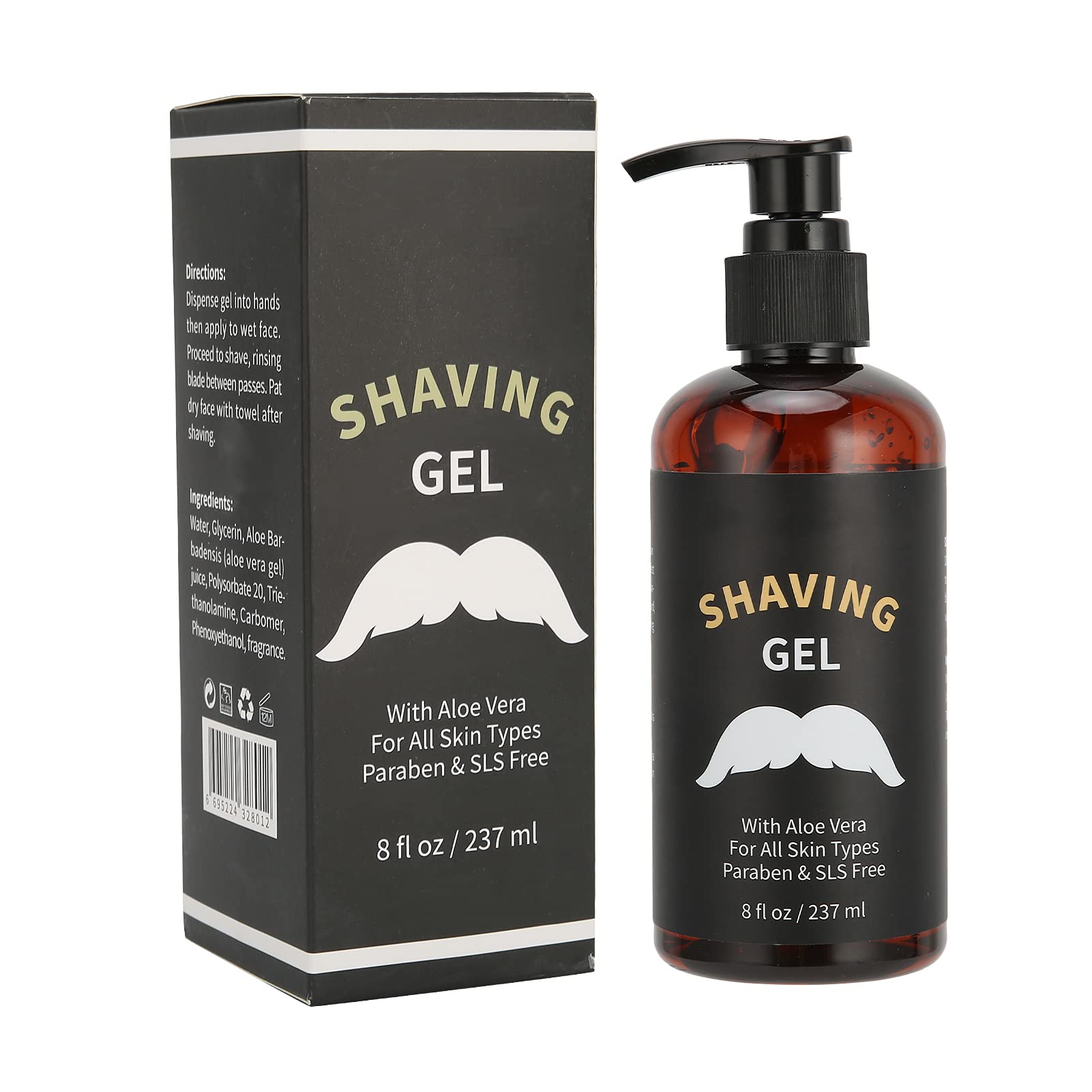 Men'S Shave Gel, Mens Beard Care Shaving Cream, Soften Beard, Moisturizing Against Irritation, Protect Skin Re ing Gel, Protects Against Irritation And Razor Burn, For Sensitive Skin (237ml)