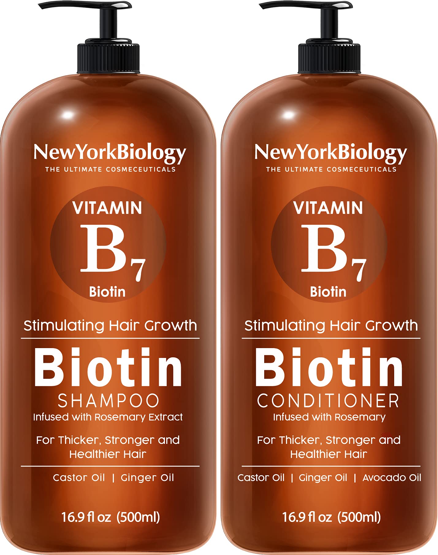 New York Biology Biotin Shampoo and Conditioner Set for Hair Growth with Tea Tree Shampoo and Conditioner Set - Thickening Formula for Hair Loss Treatment - Relief for Dandruff – 16 fl. Oz