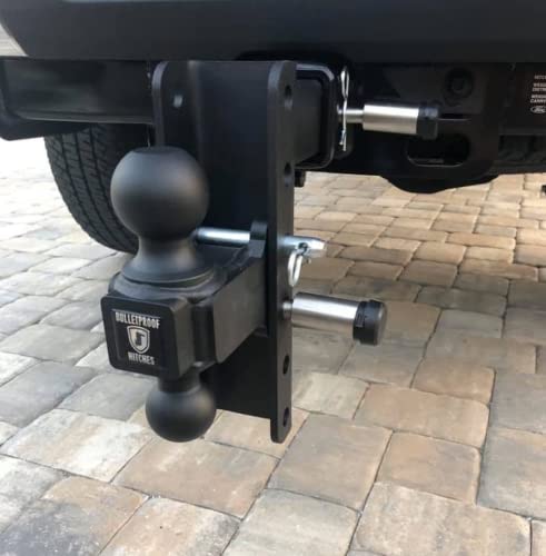 BulletProof Hitches⢠2.5" Adjustable Medium Duty (14,000lb Rating) 6" Drop/Rise Trailer Hitch with 2" and 2 5/16" Dual Ball (Black Textured Powder Coat)