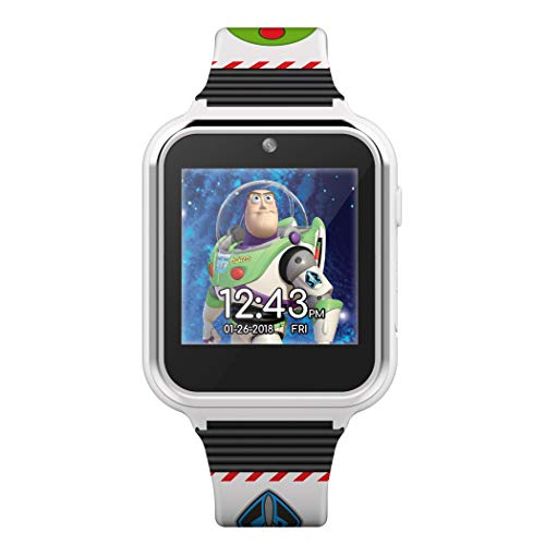 Accutime Kids Disney Toy Story Buzz Lightyear White Educational Learning Touchscreen Smart Watch Toy for Boys, Girls, Toddlers - Selfie Cam, Learning Games, Calculator, Pedometer (Model: TYM4103AZ)