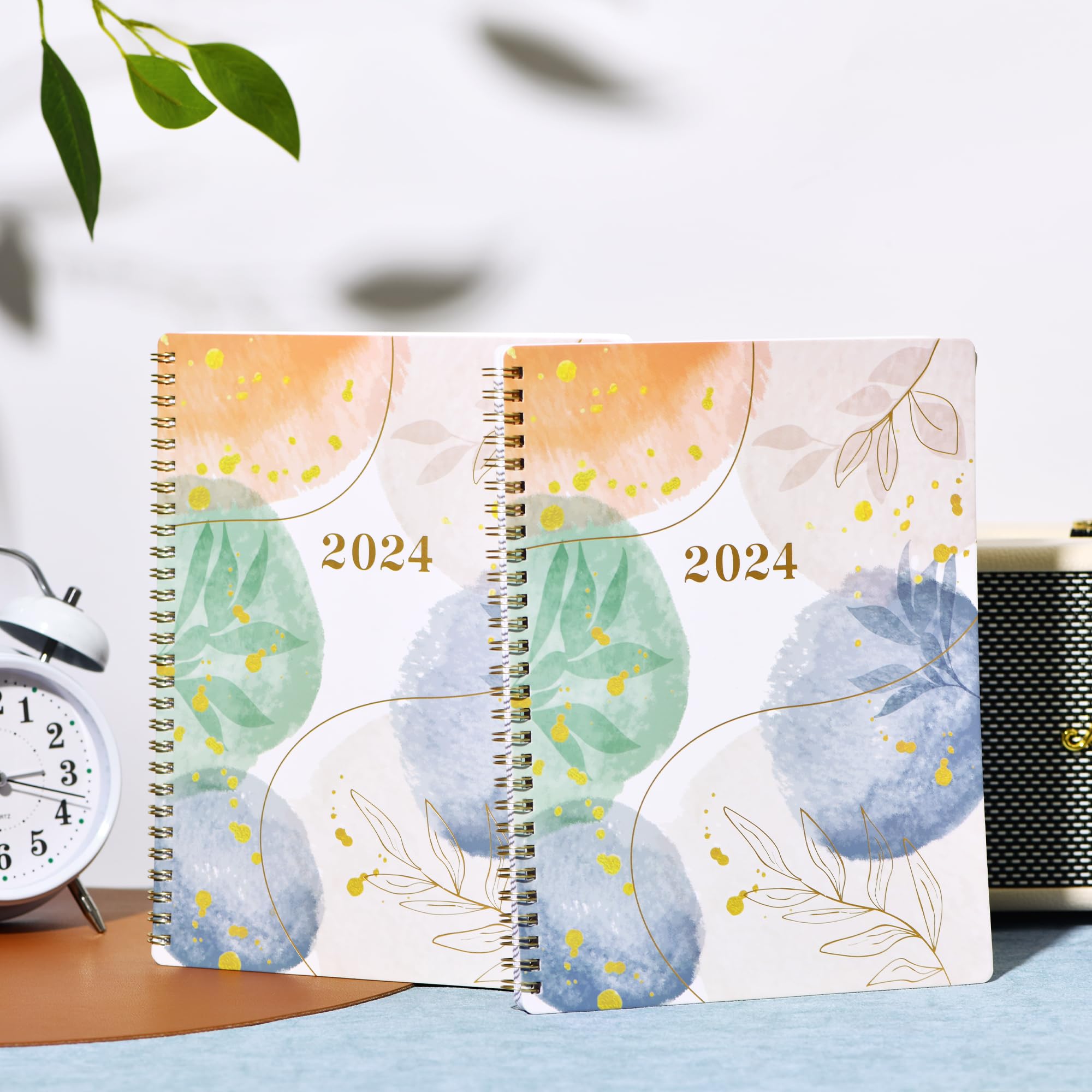 2024 Planner - Planner/Calendar 2024, Jan. 2024 - Dec. 2024, 2024 Planner Weekly and Monthly with Printed Tabs, 8" x 10", Flexible Cover with Thick Paper + Twin-Wire Binding - Waterink