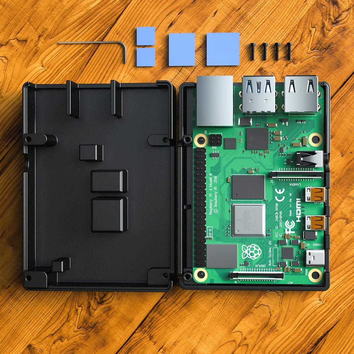 Carago Aluminum Metal Armor case for Raspberry Pi 4 Model B with Cooling Column Passive Cooling Case, Applies to Raspberry Pi 4B only (Black)