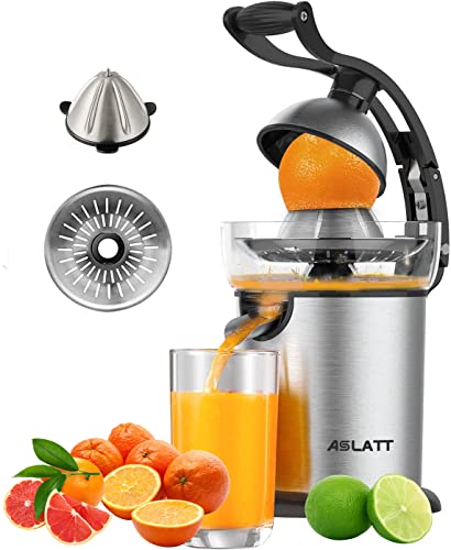 ASLATT Citrus Juicer Electric, Stainless Steel Orange Juicer Squeezer Juice Maker for Lime Grapefruit Lemonļ¼Orange Juicer Machine, Detachable Design, Easy Clean