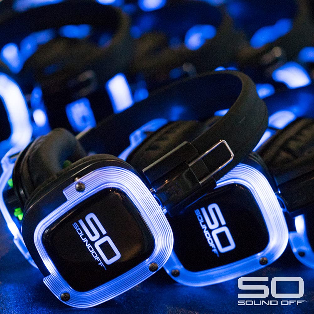 SoundOff GLO 2 Headphones, RF Transmitter, 300m Distance, 60 Wireless, Blue, Green, Red, Cyan, Champagne, Violet