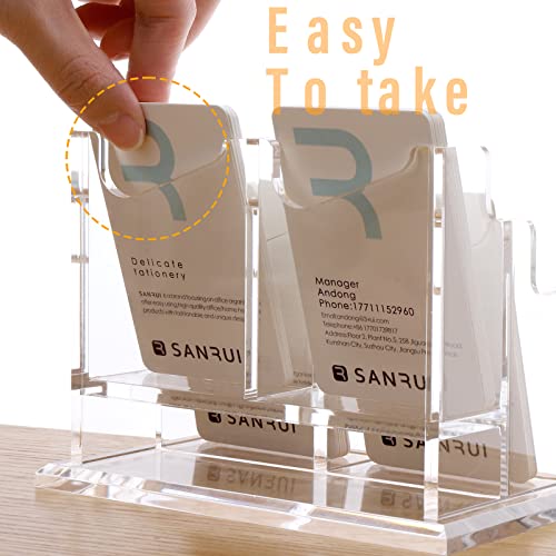 SANRUI Vertical Business Card Holder, Acrylic Business Card Display,Clear Desktop Business Card Stand for Exhibition, Home & Office