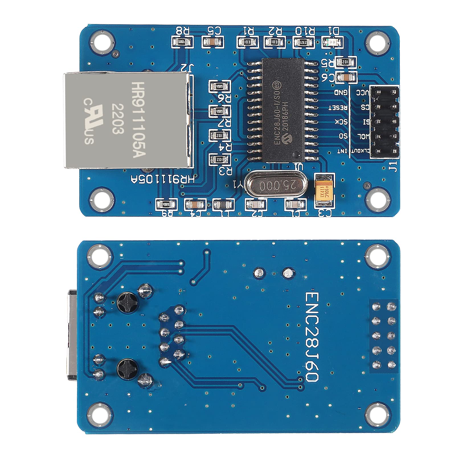 ACEIRMC 5pcs ENC28J60 ENC28J60-I/SO HR911105A Ethernet LAN Network Module SPI Interface 3.3V for Arduino AVR PIC LPC STM32