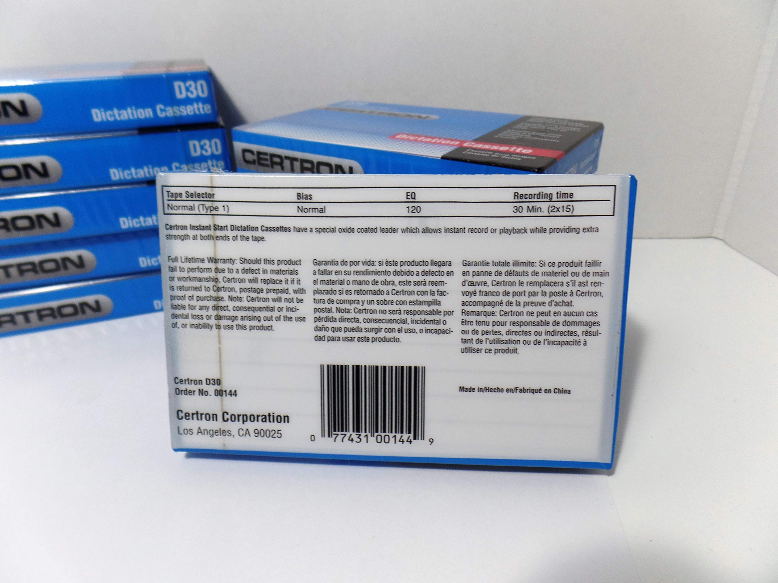 Certron Blank Recording Audio Cassette D30 Minutes - 10 Cassettes per Order