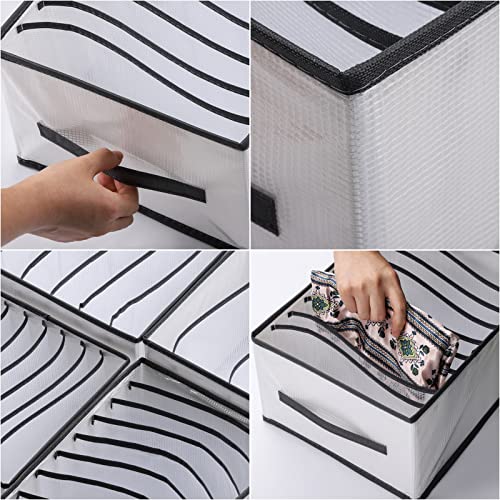 acDesign 4Pcs Nursery Drawer Organizer Dark Grey Sock Drawer Organizer Sock Organizers for Dresser Drawers Storing Socks, Underwear, Ties(5+7+9+12 Cell)