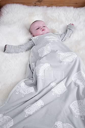 Merino Kids Baby Sleep Bag Standard Weight For Babies 0-2 Years, Sheep Print - Light Grey