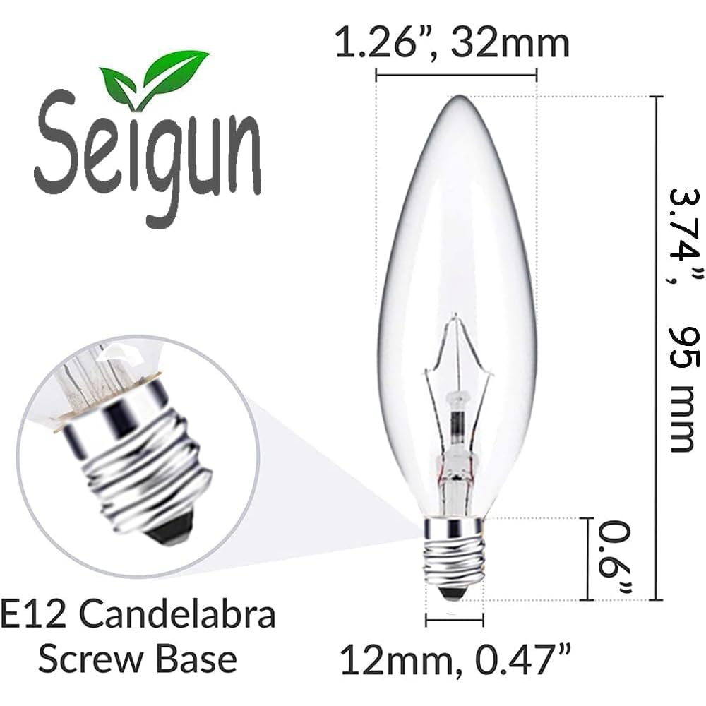 40 Watt Clear Candelabra Base (E12) 110V_120V,Flame Shaped Incandescent Chandelier Light Bulbs,Dimmable, Warm White (6)
