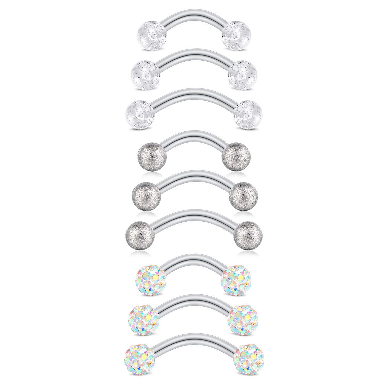 16G Rook Daith Earrings Small Belly Rings Eyebrow Ring Barbell Body Piercing Jewelry 6/8/10mm Pack