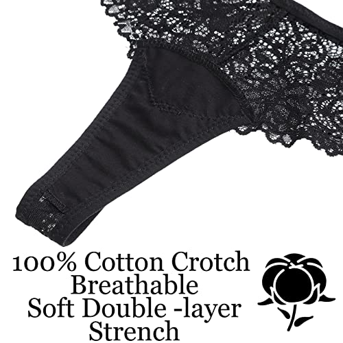 Aijolen G-String Thongs for Women Lace Panties Stretch T-back Tangas Low Rise Hipster Underwear Sexy