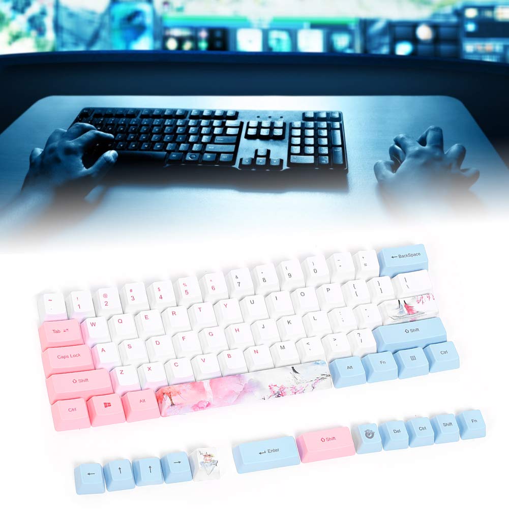 Richer-R PBT Keycaps Set, 73PCs Sublimation Keycaps PBT Mechanical Keyboard Accessory Five-Faced Dyed Anime Style, for MX Switches Mechanical Gaming Keyboard(73 keycap)