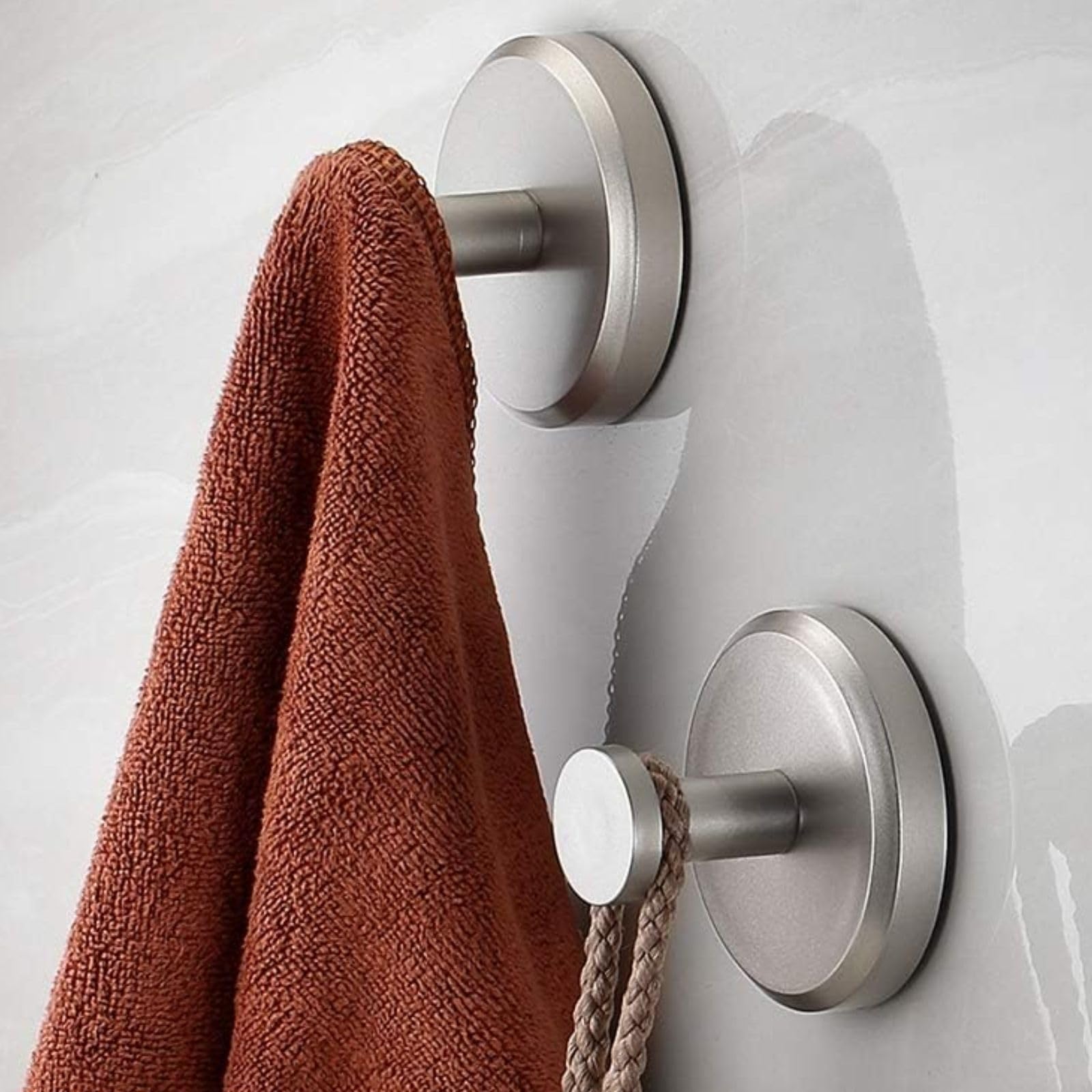 2024 New Stainless Steel Waterproof Suction Cup Hooks,Luxe Grip No-Drill Hooks,Suction Cup Hooks for Shower, Bathroom,Hanging Towels,Mounting on Glass Shower Doors, Mirrors(Silver,2PC)