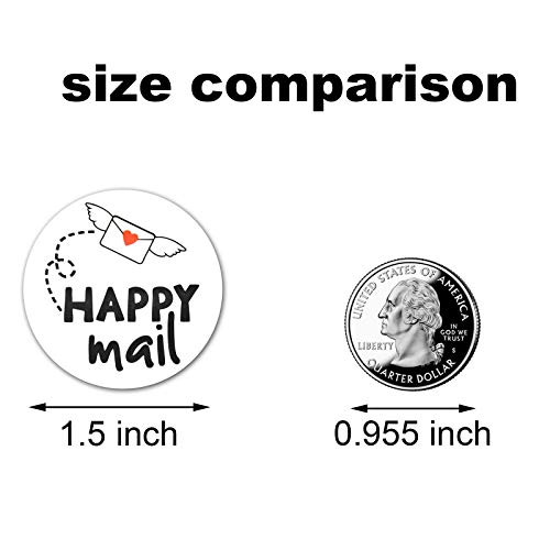 Happy Mail Stickers - 1.5 Inch 500 Round Happy Mail Labels for Small Shops Online Retailers Business and Packaging Envelope Sealing Stickers by AOODOOM