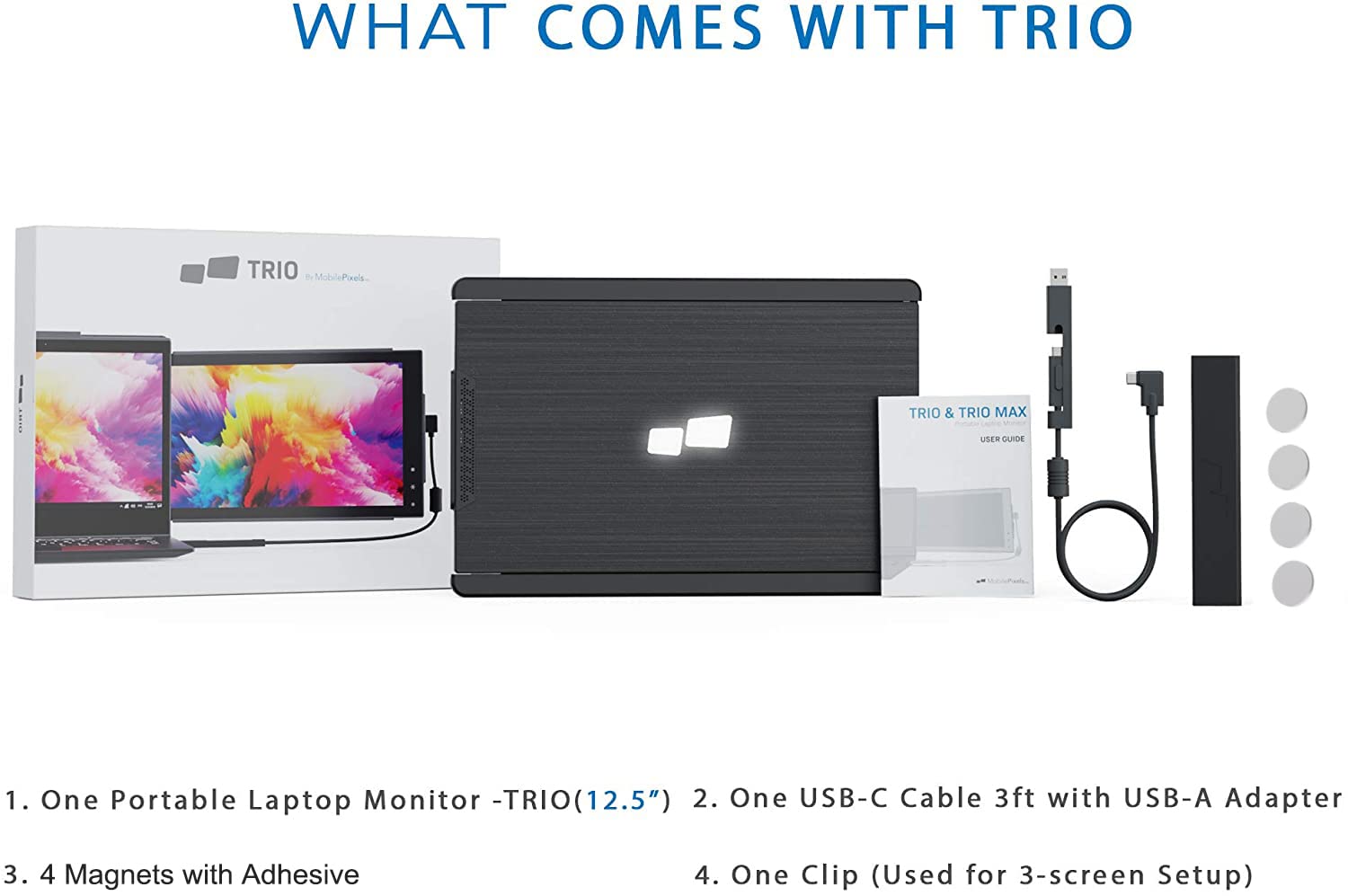 Mobile Pixels Trio Portable Monitor for Laptops, 12.5'' Full HD IPS Screens, USB C/USB A Dual or Triple Displays,Windows/OS/Android/Nintendo Switch (One Monitor Only) (Renewed)