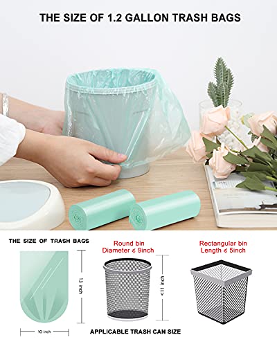 75 Counts AYOTEE Mini Garbage Bags, 1.2 Gallon Small Compostable Trash Bags, Small Garbage Bags for home, Fit 4.5 or 5 Liter Bathroom Wastebasket Can Liners(Green)