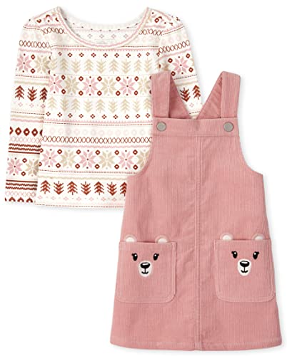 The Children's Place baby girls The Children's Place and Toddler Long Sleeve Top Skirtall 2-piece Set Leggings, Sachet Pink, 3T US