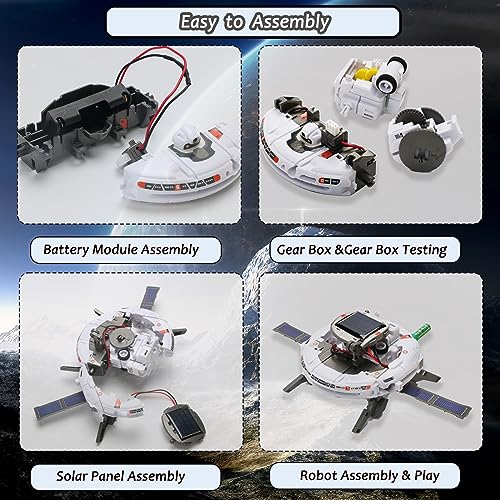 6-in-1 STEM Solar Robot Kit, Solar Robot Space Toys Building Science Kits, Educatoinal Learning Science Building Toys DIY Educational Science Kits Gift for Kids Ages 8-12(White)