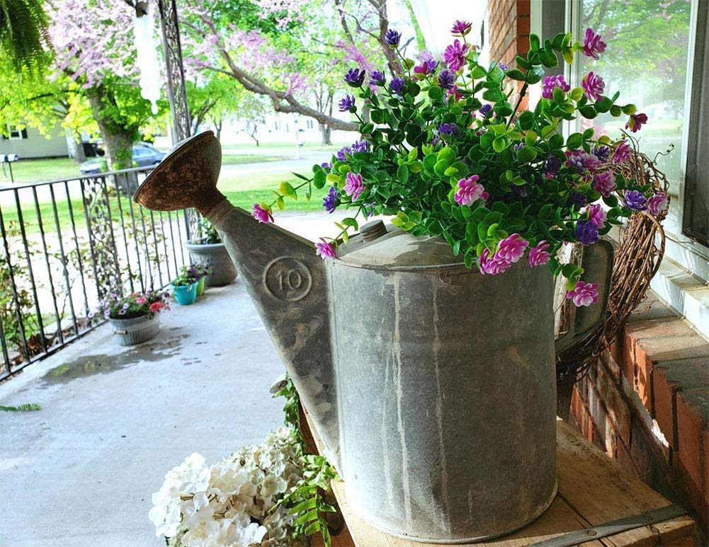 2 Bundles Artificial Flowers Outdoor Decoration UV Resistant Plants Plastic Fake Window Box Home Garden Office Wedding Decor