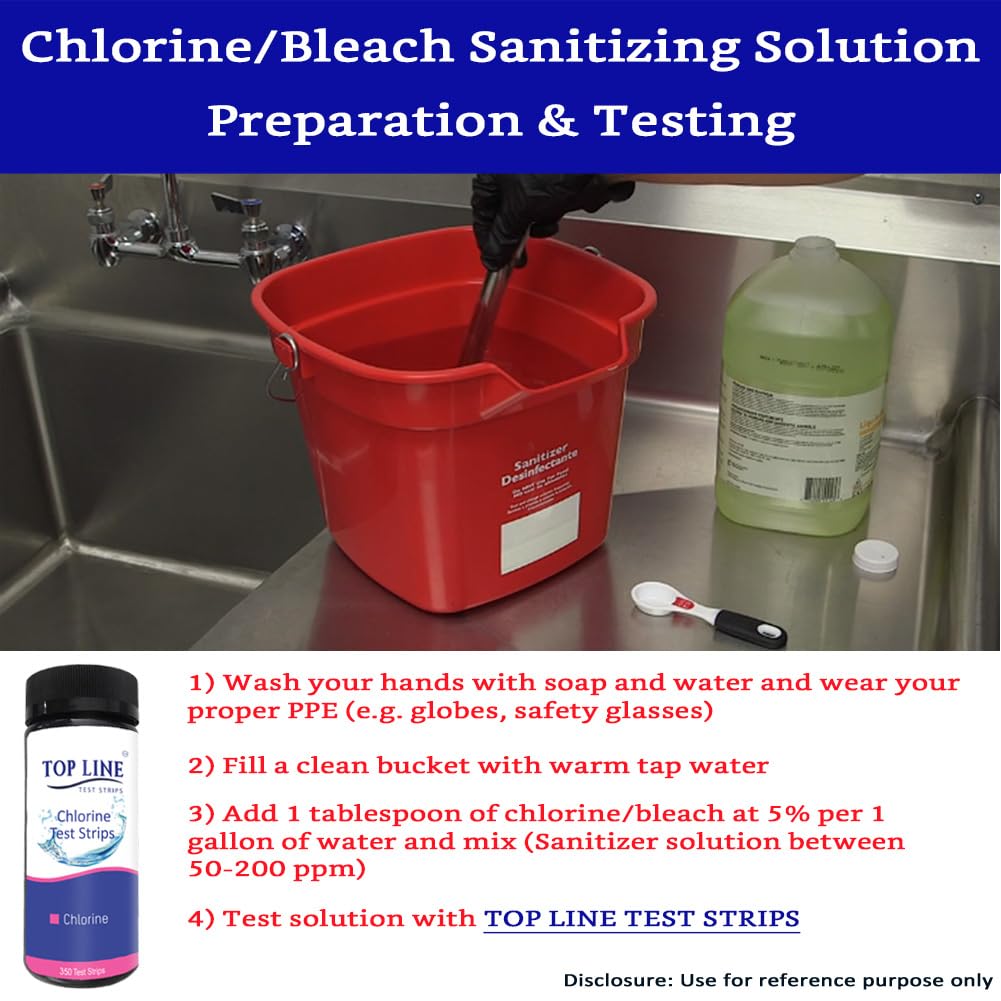 350 Strips - Chlorine Sanitizer Test Strips Food Service 0-500 ppm (Mega Pack) - Bleach Test Strips - Chlorine Test Strips for Food Service - Restaurant Test Strips - Chlorine Tester