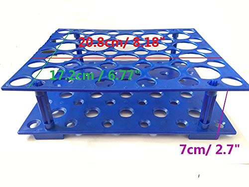 Centrifuge Tube Racks for 10ml,15ml,50ml 50-Well Detachable Plastic Test Tube Rack Holder 2 Pack (Blue)