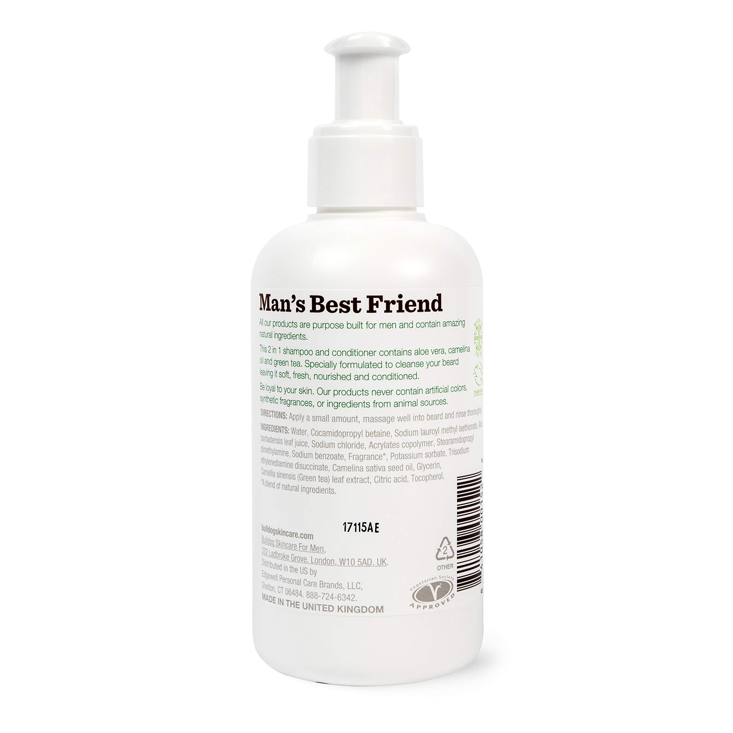 Bulldog Original Beard Shampoo and Conditioner (Pack of 2) with Aloe Leaf Juice and Green Tea Leaf Extract, 6.7 fl. oz.