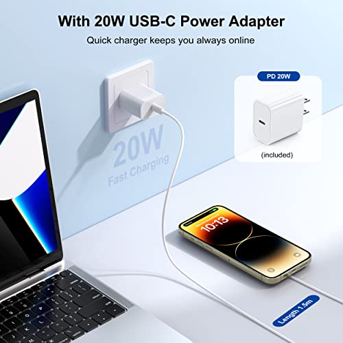 2 Pack Magnetic Wireless Charger, 15W Fast Wireless Charging Pad with MagSafe Charger for iPhone 15/14/Pro/Max/Plus/13 Series, AirPods 3/Pro 2/Pro with 20W USB C PD Adapter