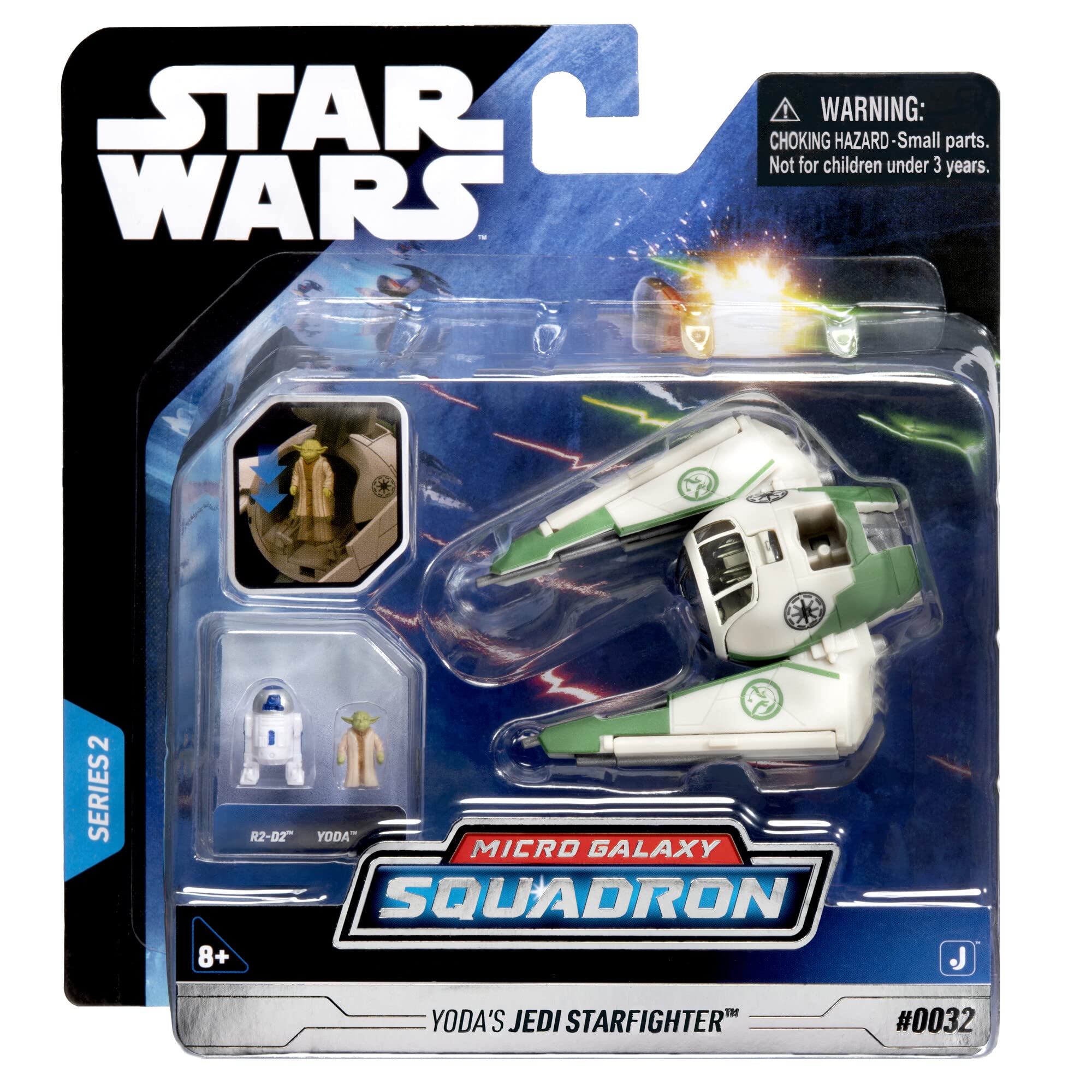 Star Wars Micro Galaxy Squadron Yoda's Jedi Starfighter 8cm Light Armour Class Ship with 1" Yoda and R2-D2 Micro Figures